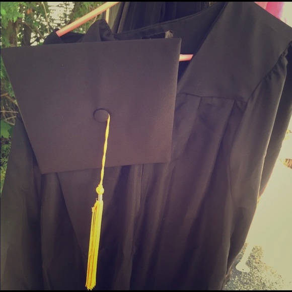 Vintage | Dresses | Vintage Graduation Cloak Hat Black With Gold Tassel ...